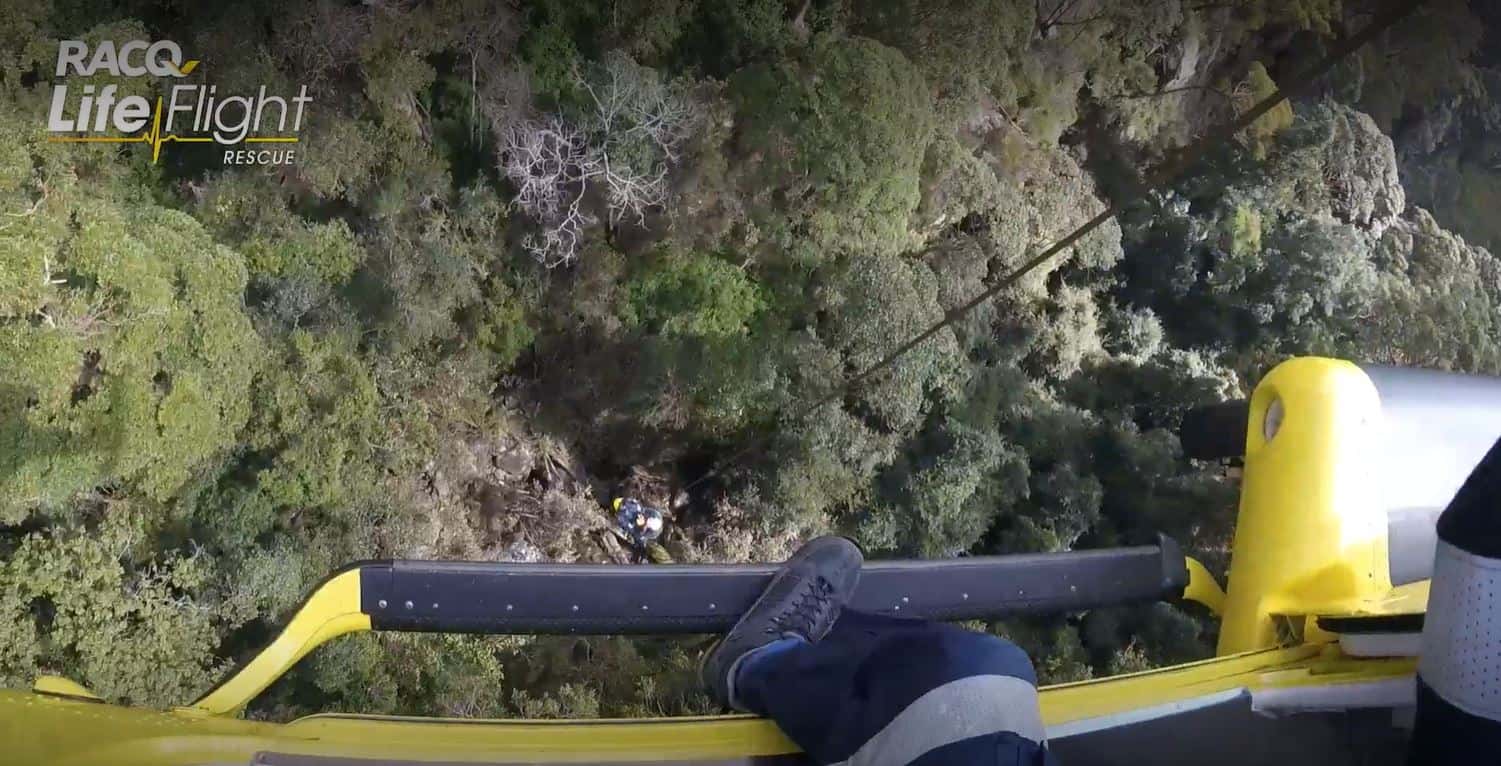 Bushwalker winched to safety by RACQ LifeFlight Rescue - LifeFlight