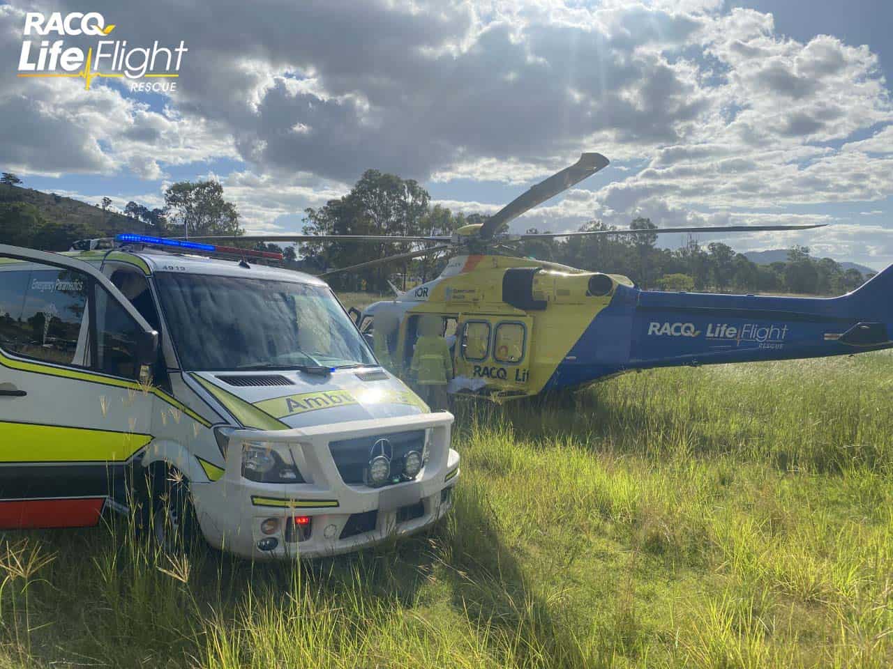 RACQ LifeFlight Rescue airlifts seriously injured motorcyclist - LifeFlight