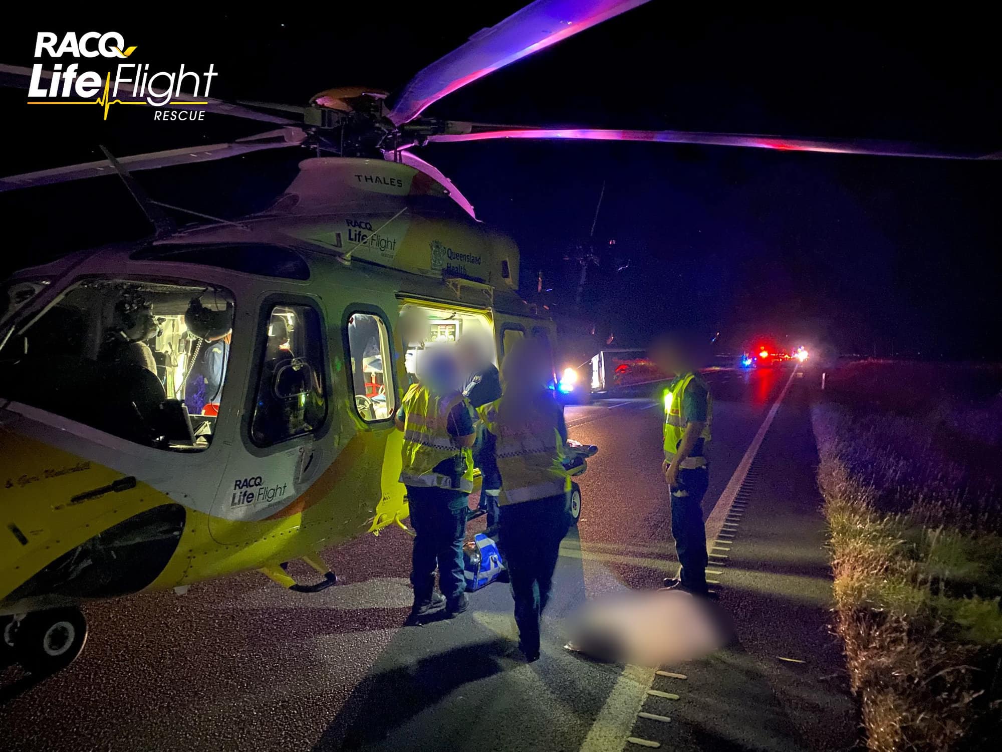 RACQ LifeFlight Rescue airlifts male after two-car crash - LifeFlight