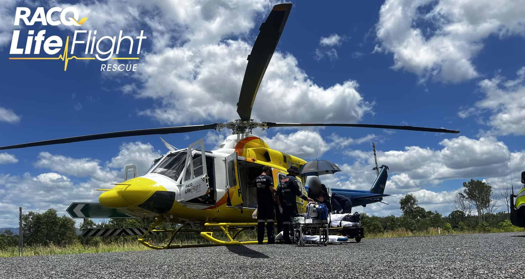 RACQ LifeFlight Rescue airlifts woman bitten by snake - LifeFlight