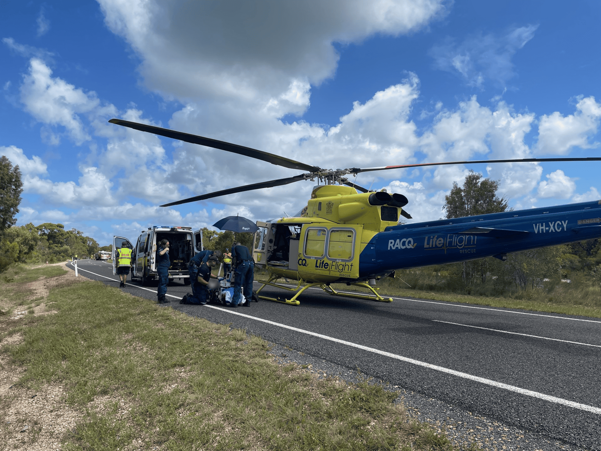 RACQ LifeFlight Rescue airlifts motorcyclist after head-on collision ...