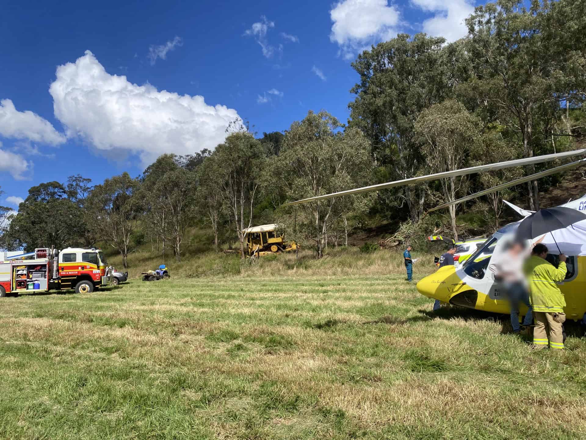 Man airlifted in a critical condition after bulldozer rollover - LifeFlight