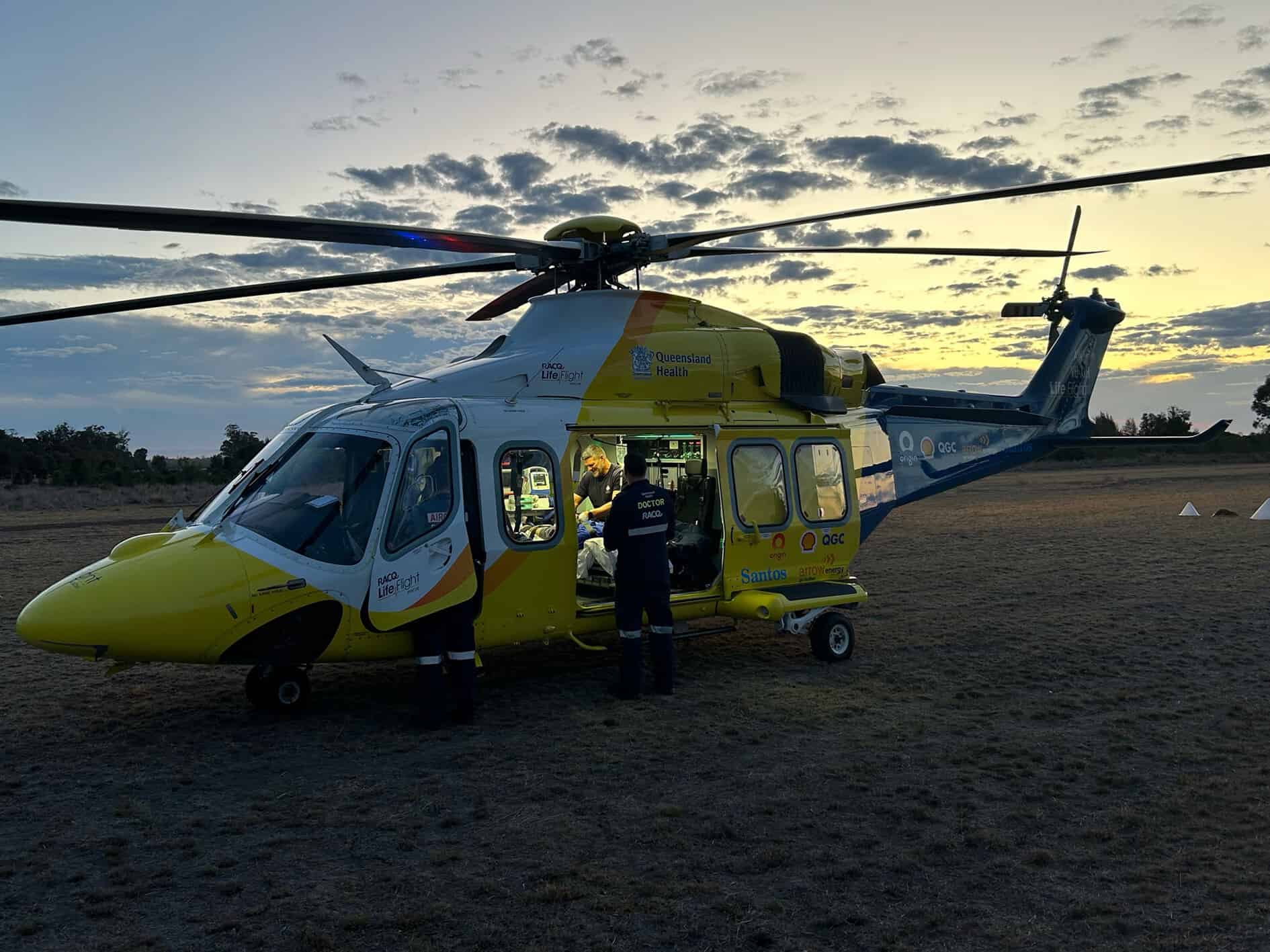 Motorcyclist airlifted by RACQ LifeFlight Rescue - LifeFlight