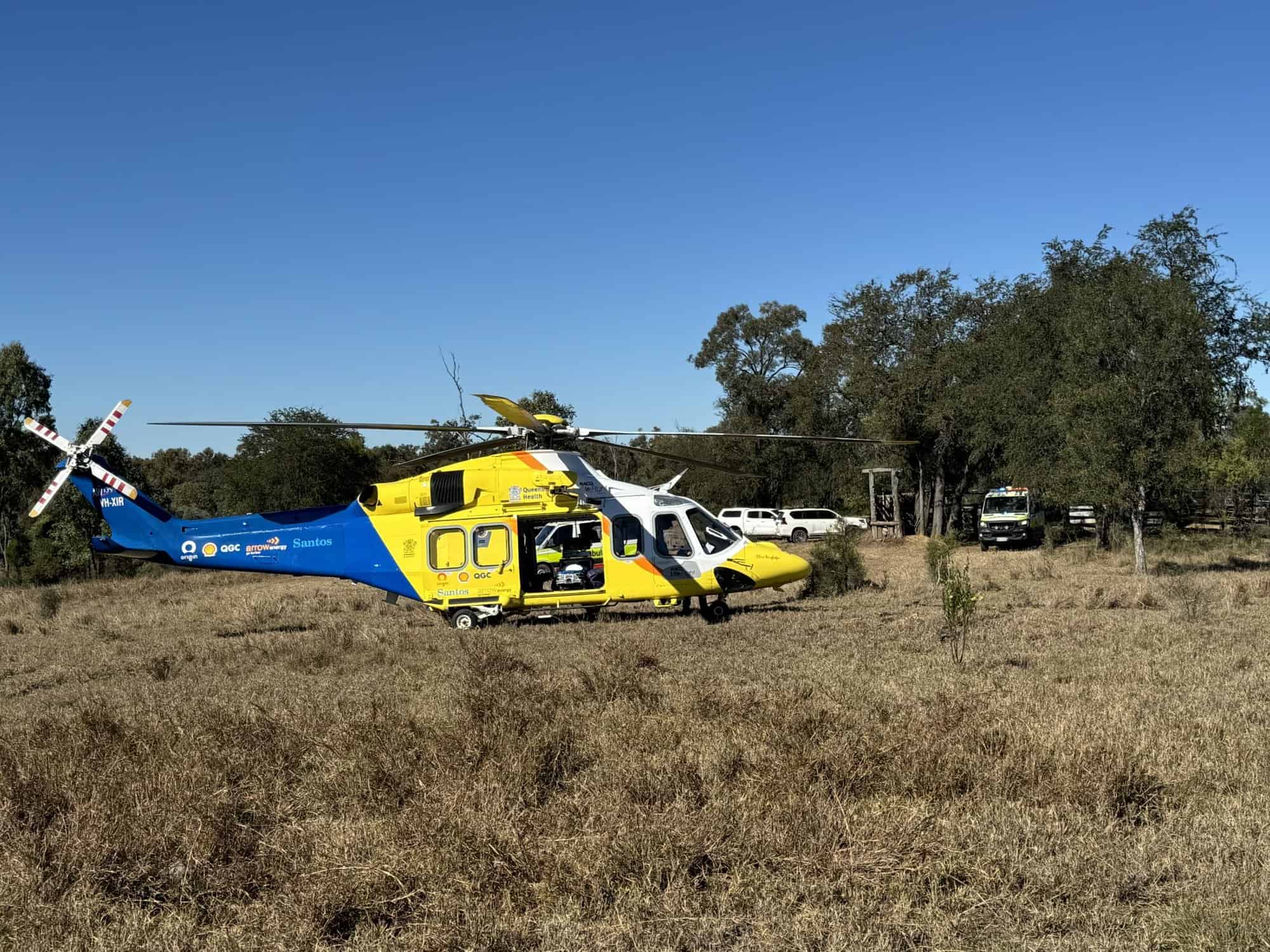 Farmer airlifted after bull at a gate crushing incident - LifeFlight