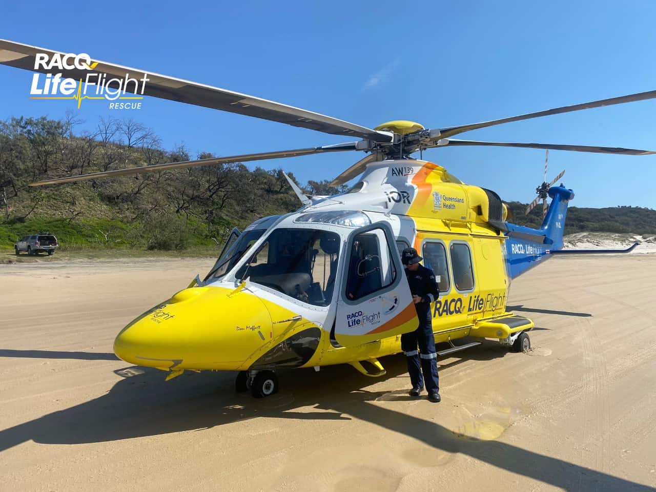 Rescue chopper makes beach landing to airlift injured woman - LifeFlight