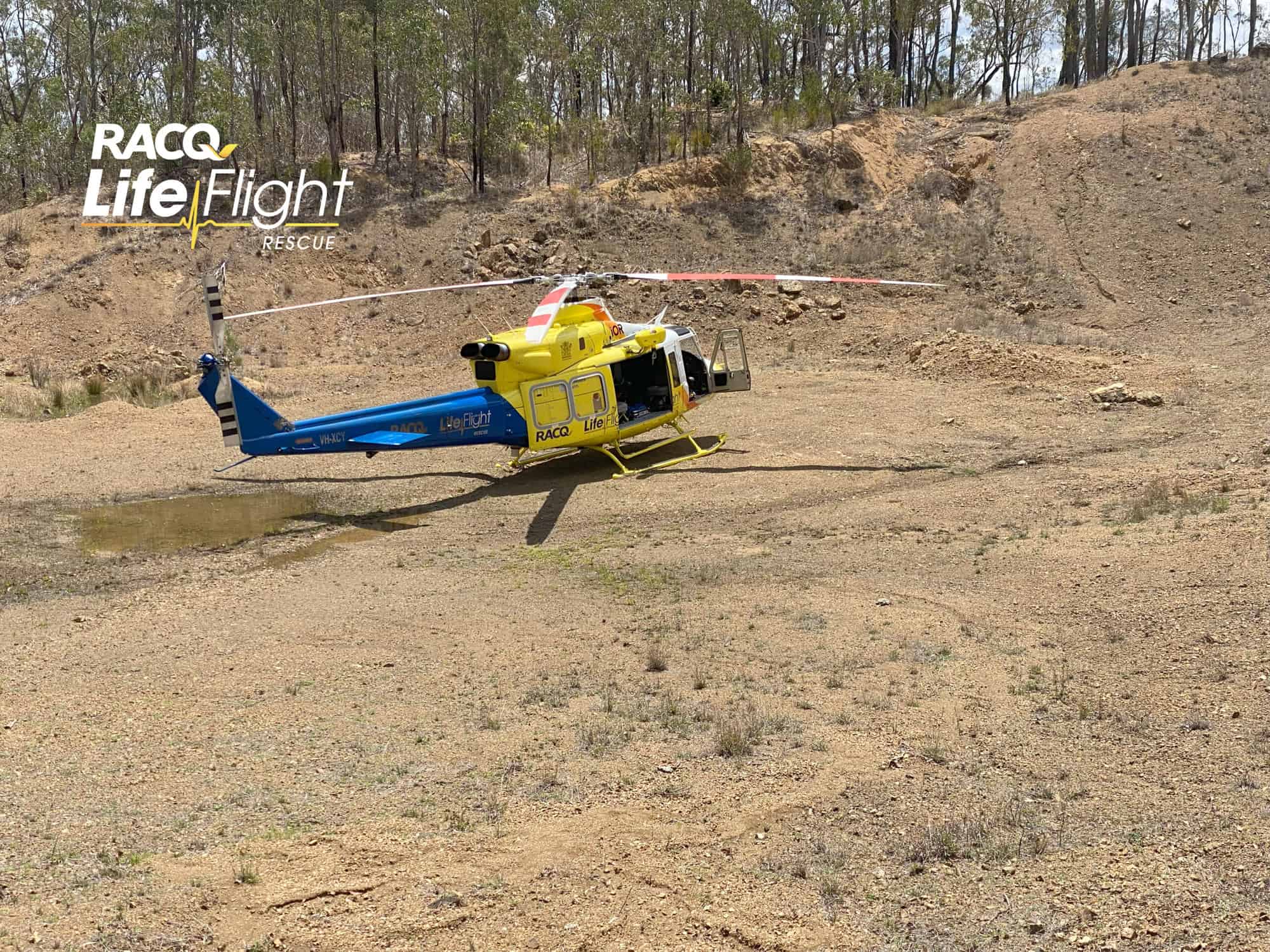 RACQ LifeFlight airlifts motorcyclist after head-on collision - LifeFlight