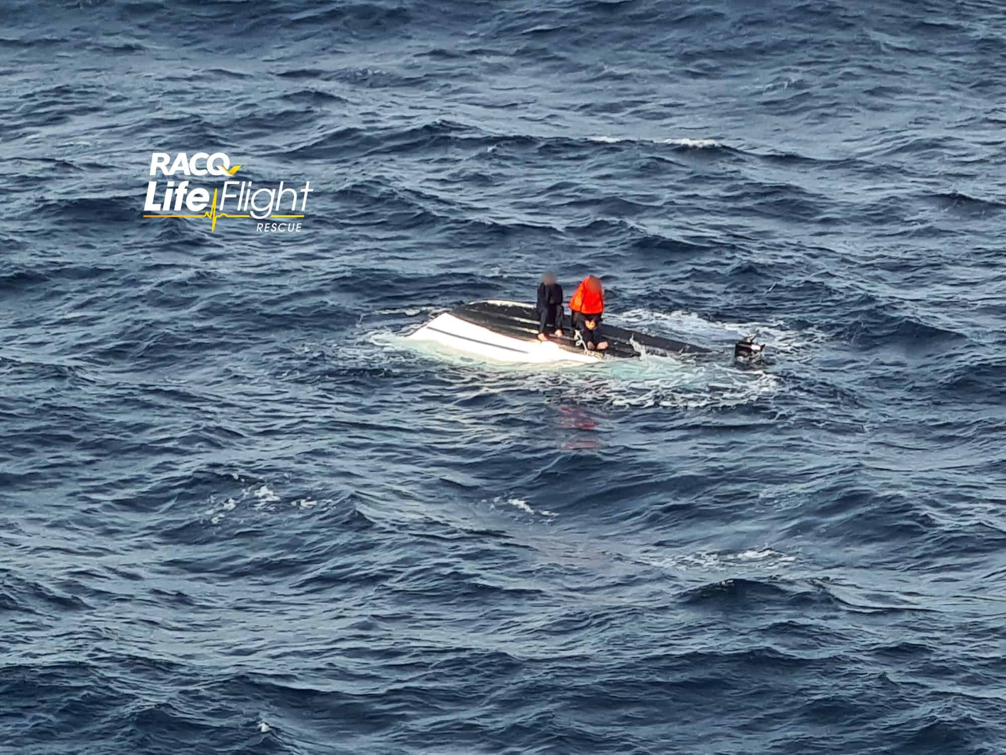 Two people winched to safety after boat overturns - LifeFlight