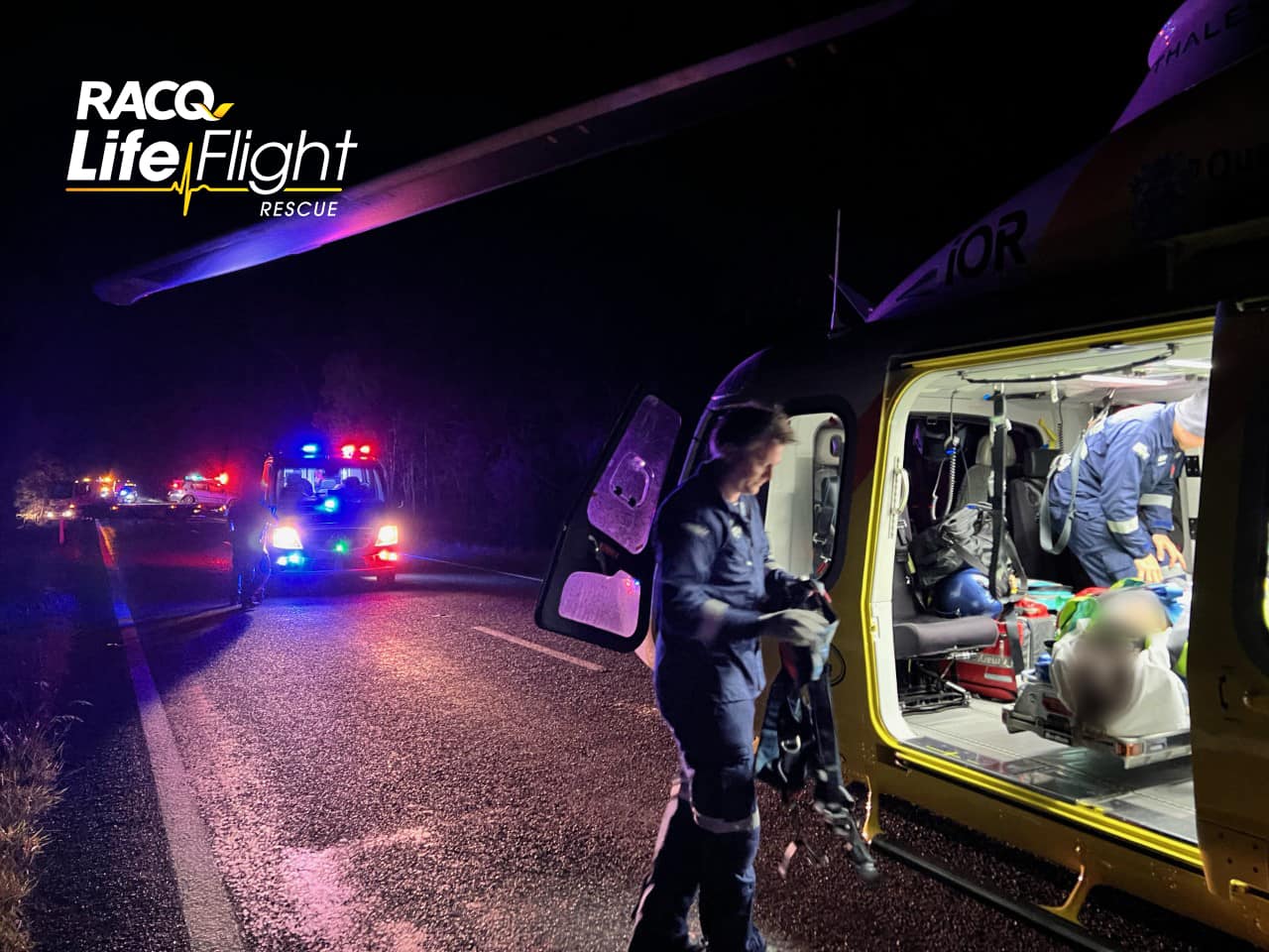 RACQ LifeFlight Rescue airlifts woman after rollover - LifeFlight