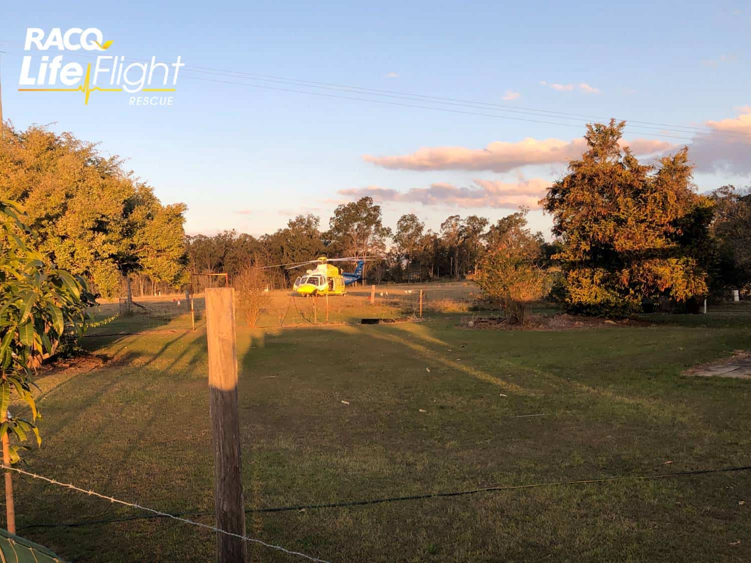 RACQ LifeFlight Rescue airlifts man injured fighting fire - LifeFlight