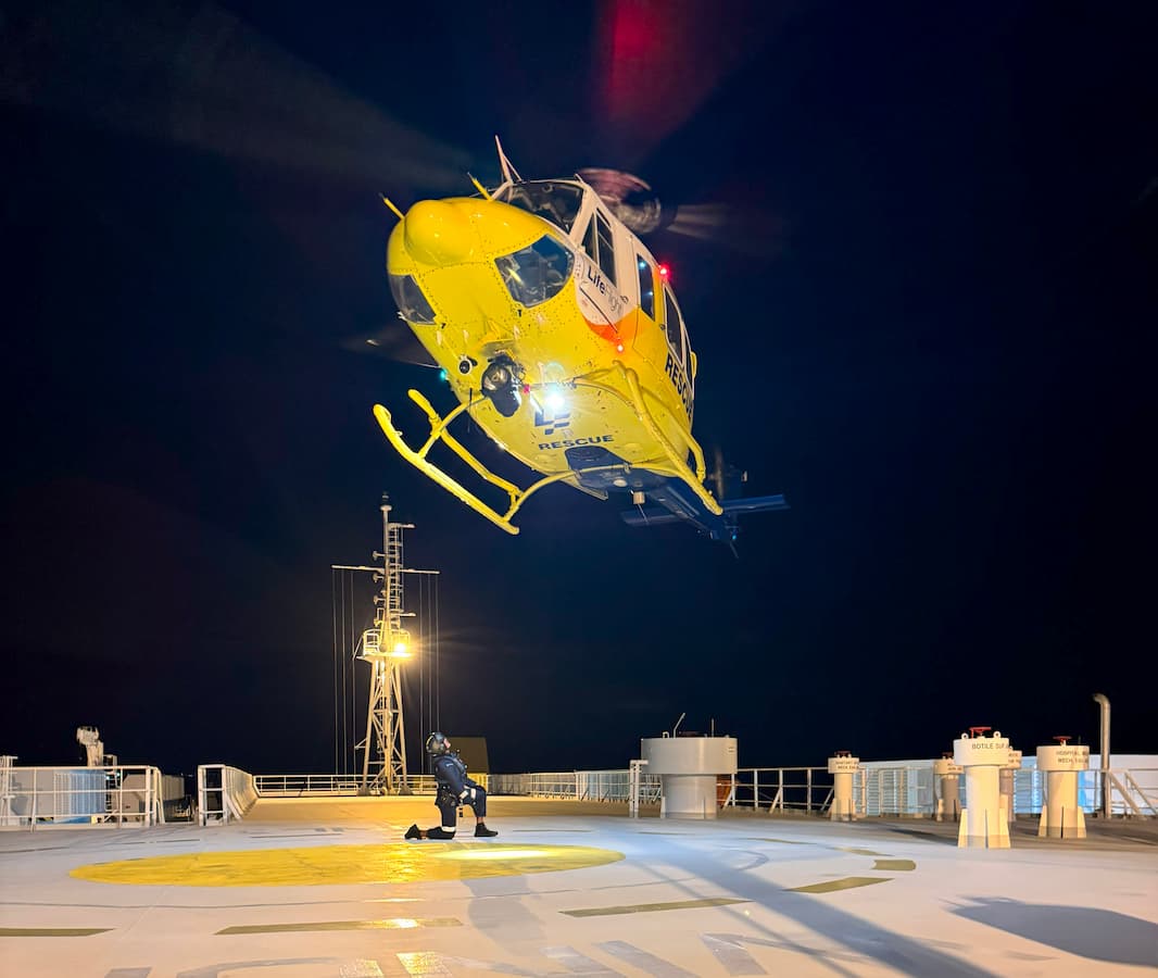 LifeFlight winches man from vessel at sea - LifeFlight